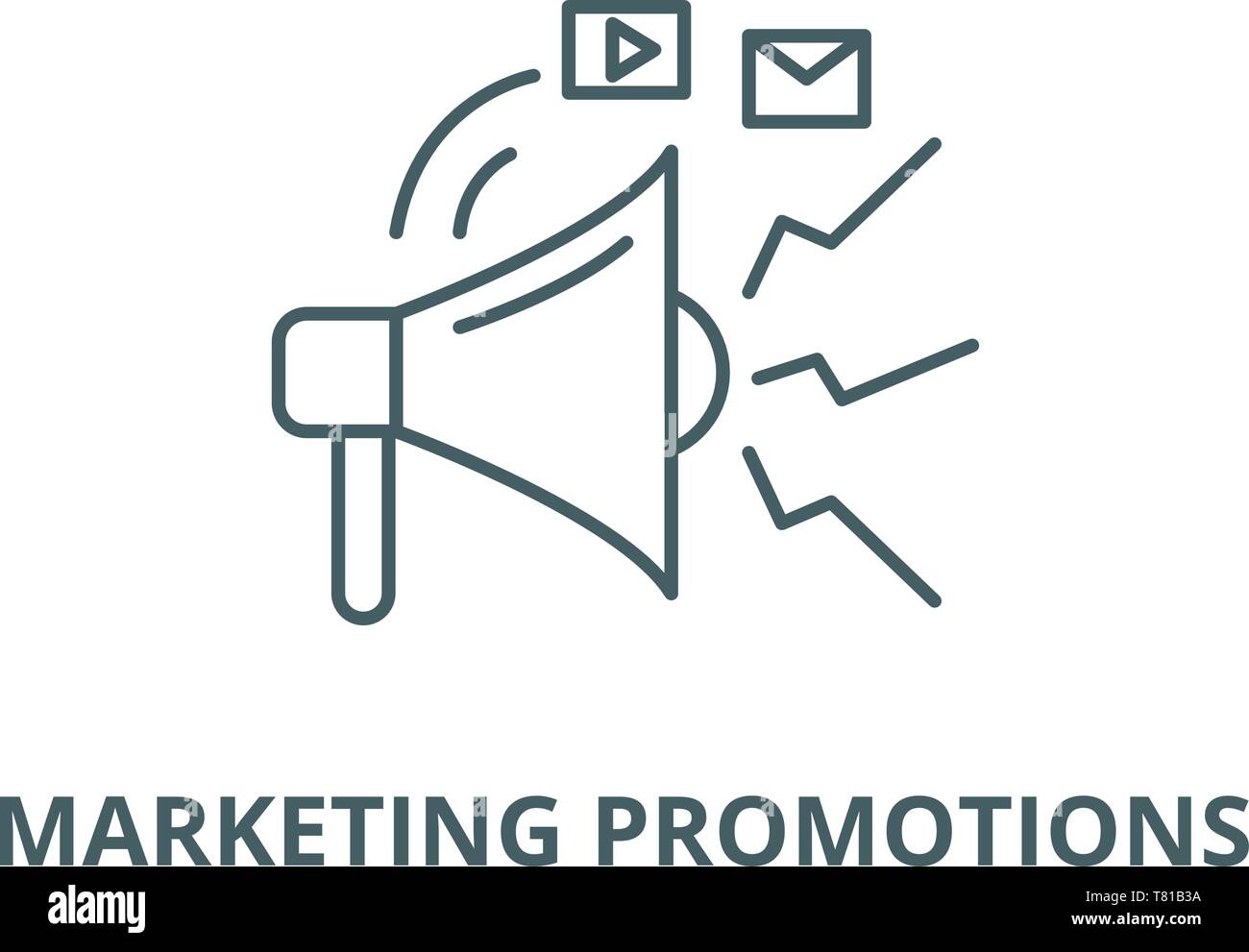 Marketing promotions vector line icon, linear concept, outline sign ...