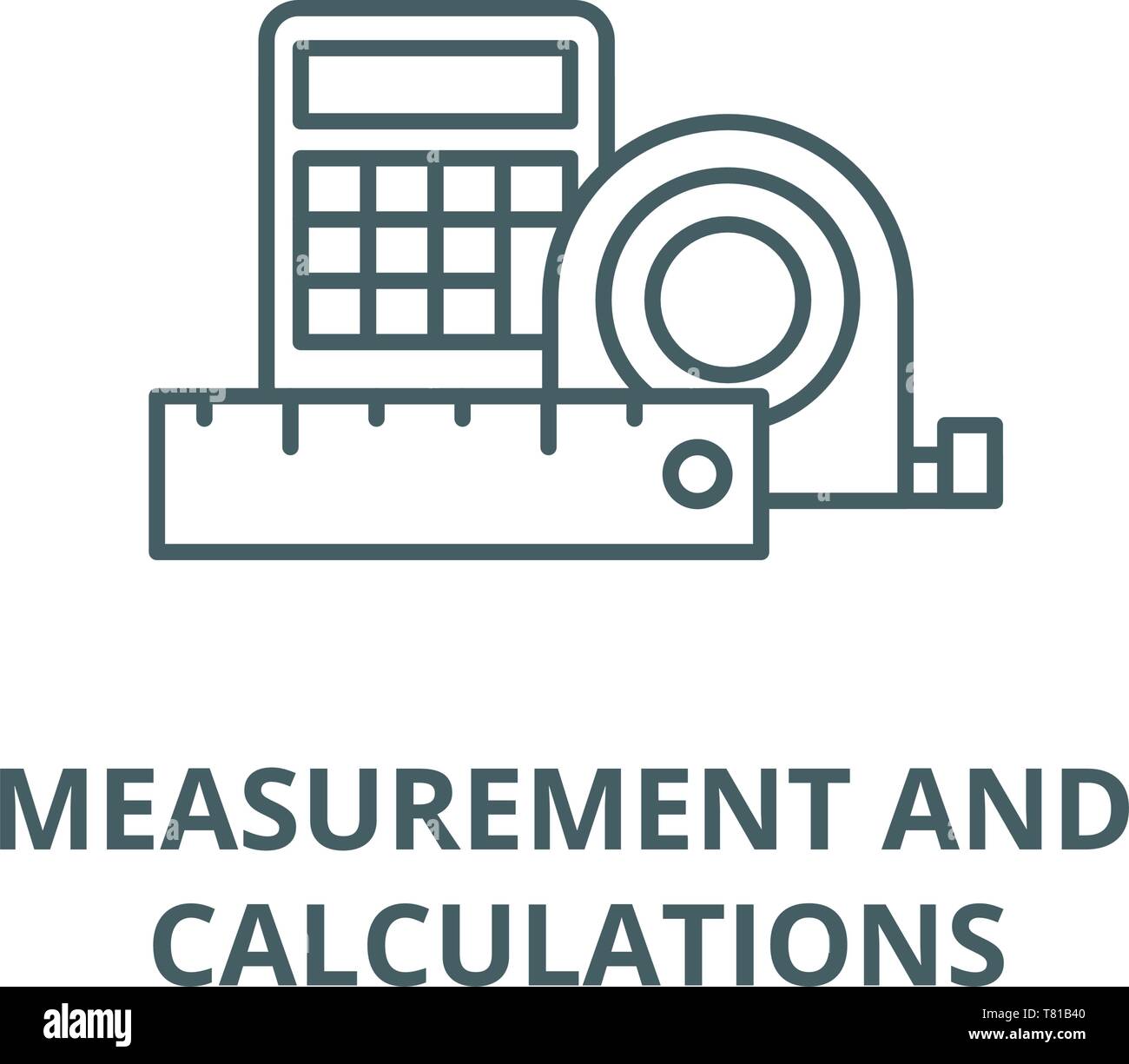 Measurement and calculations vector line icon, linear concept, outline ...