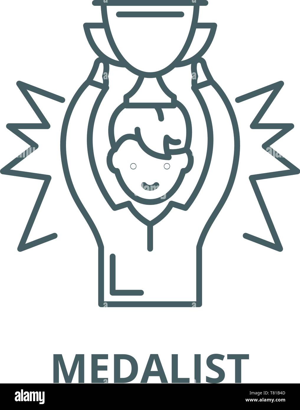 Medalist vector line icon, linear concept, outline sign, symbol Stock ...