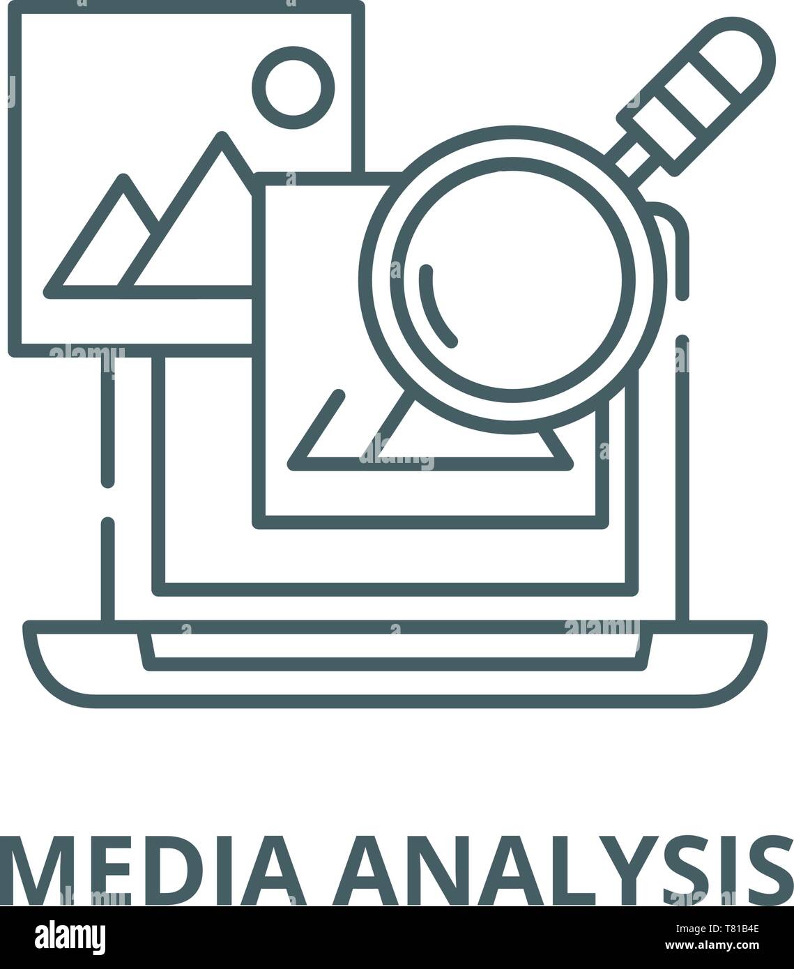 Media analysis vector line icon, linear concept, outline sign, symbol ...