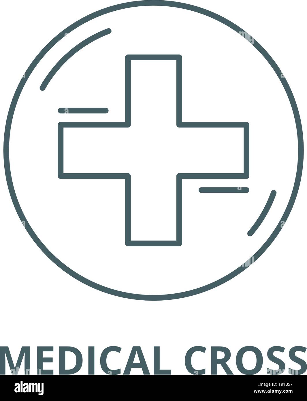 Medical cross vector line icon, linear concept, outline sign, symbol ...