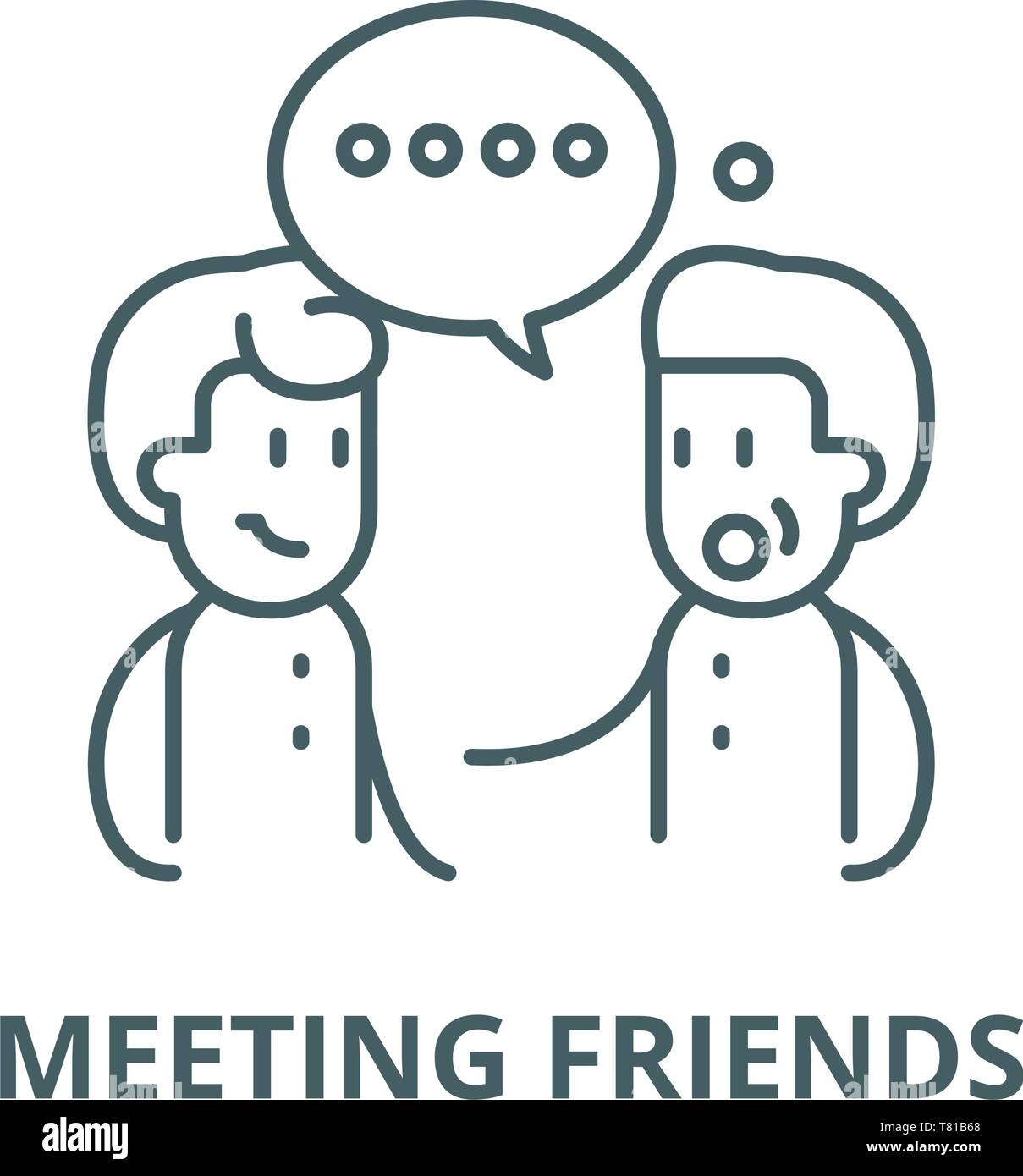 Meeting friends vector line icon, linear concept, outline sign, symbol ...