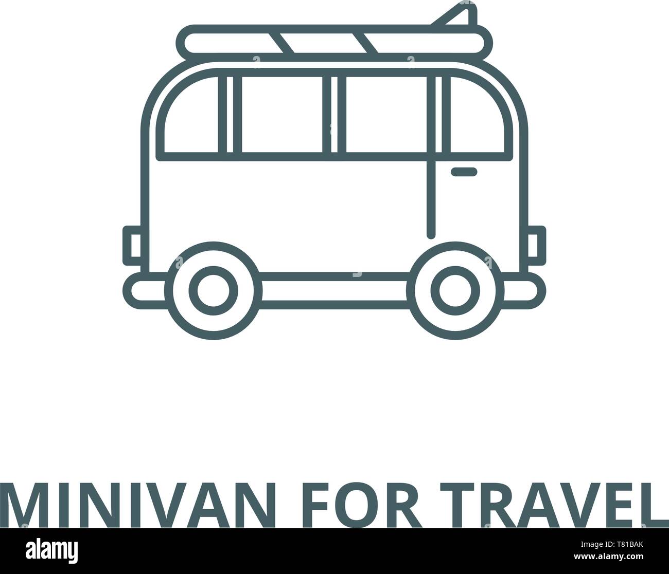 Minivan for travel vector line icon, linear concept, outline sign ...