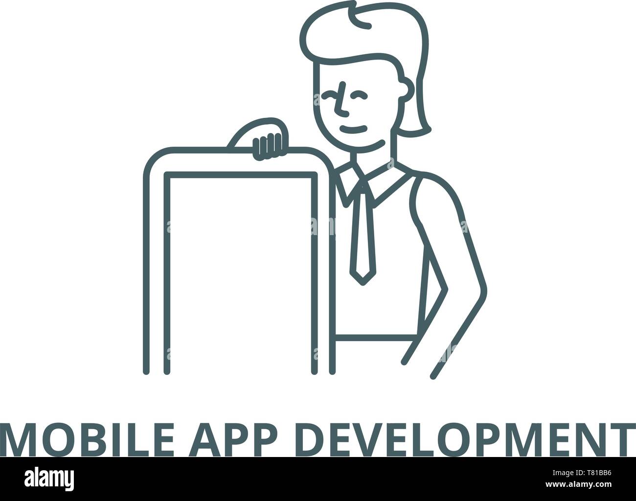 Mobile App Development Vector Line Icon Linear Concept Outline Sign