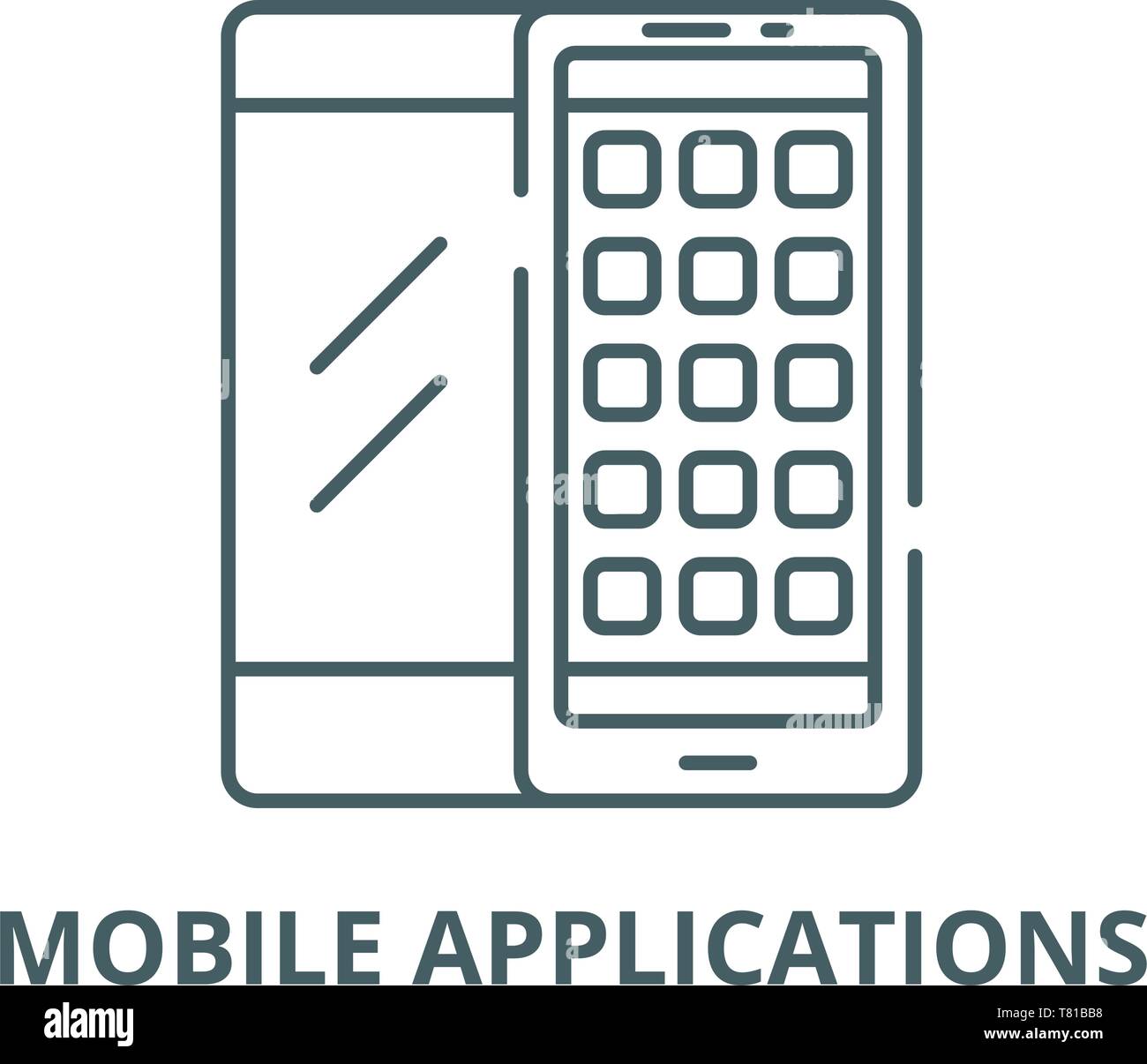 Mobile applications vector line icon, linear concept, outline sign ...