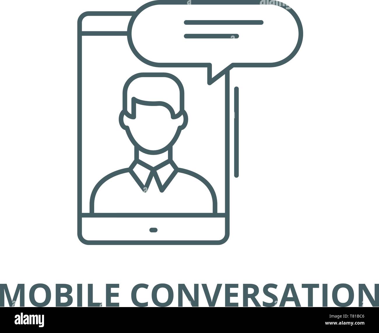 Mobile conversation vector line icon, linear concept, outline sign ...