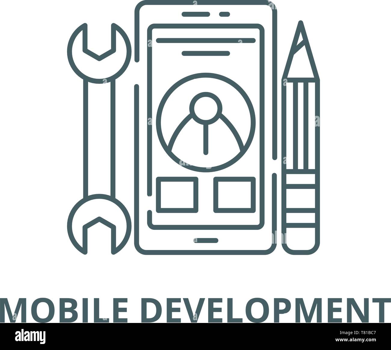 Mobile development vector line icon, linear concept, outline sign ...