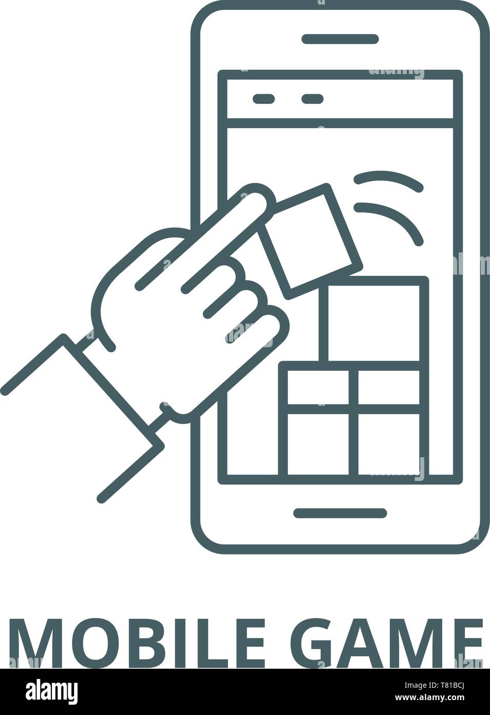 Mobile game vector line icon, linear concept, outline sign, symbol ...