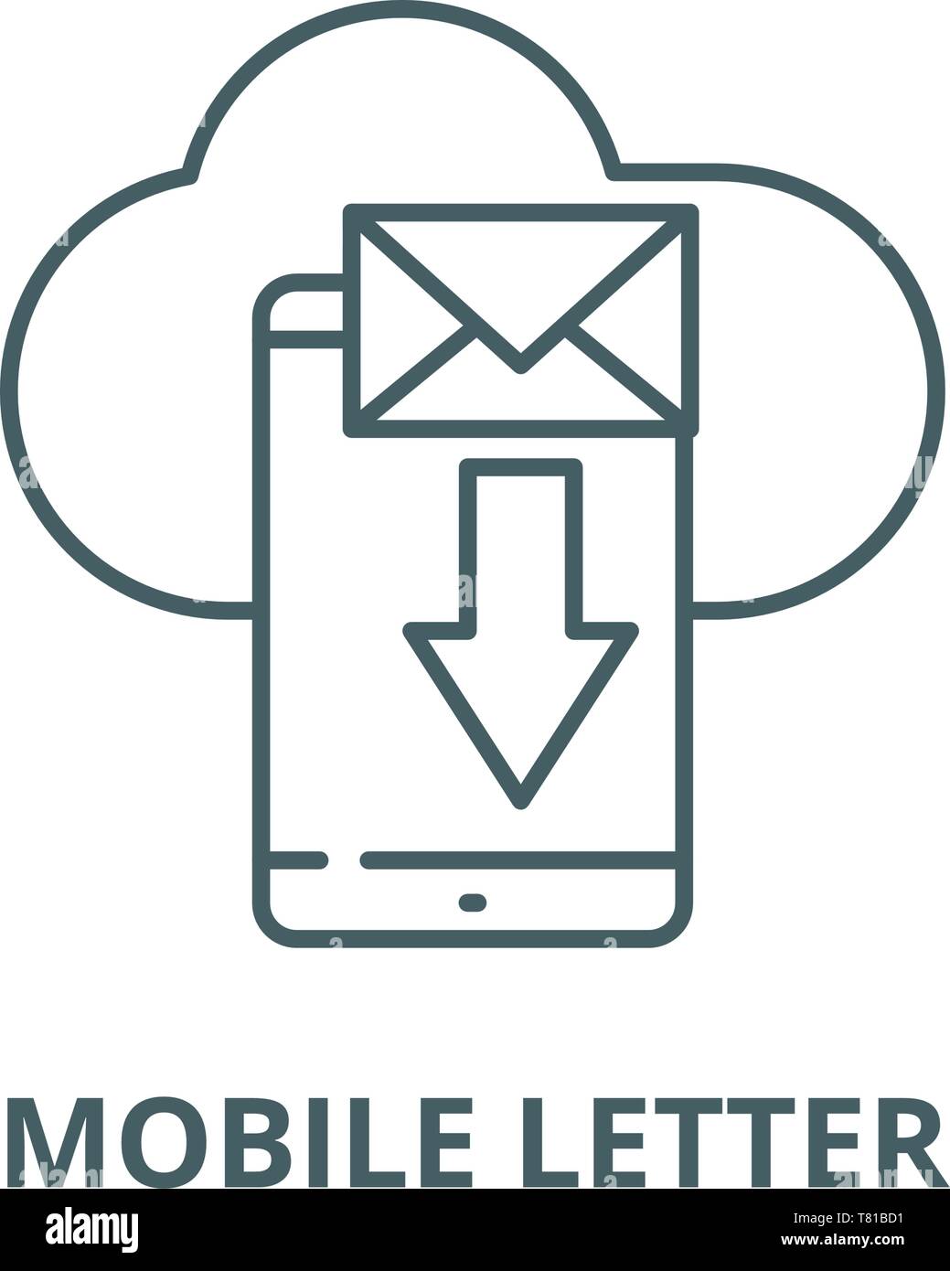 Mobile letter vector line icon, linear concept, outline sign, symbol ...