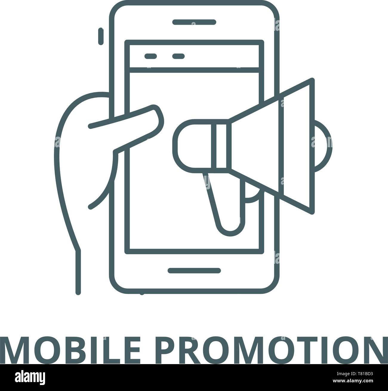 Mobile promotion vector line icon, linear concept, outline sign, symbol ...