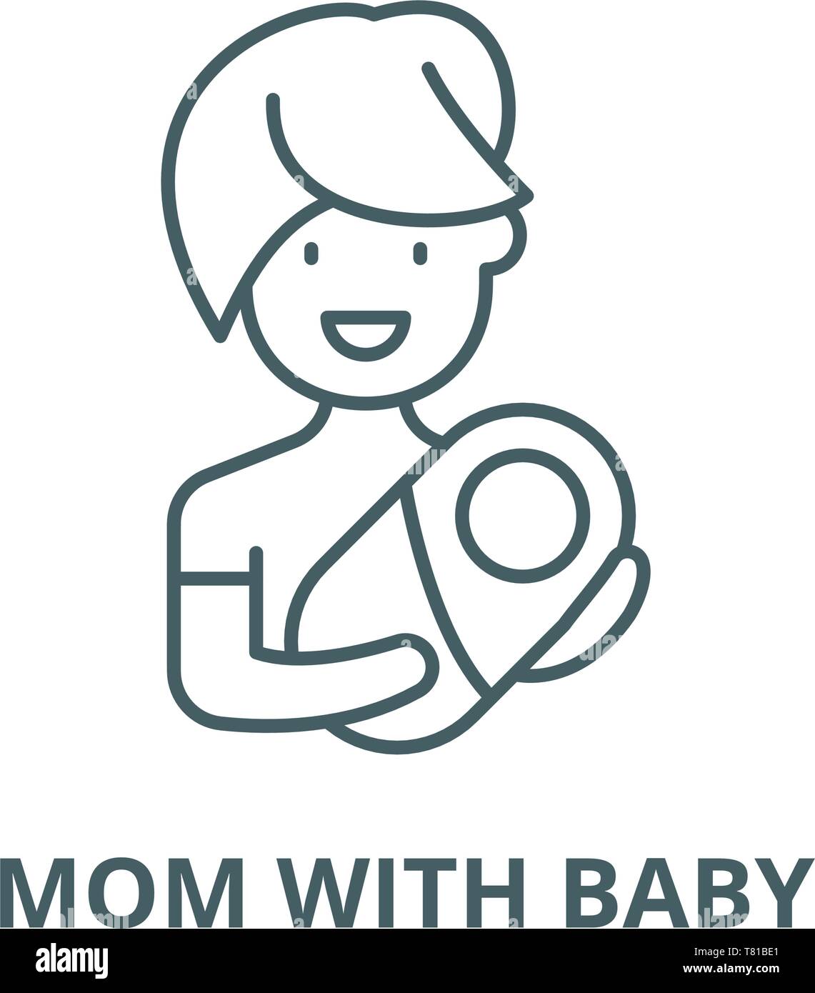 Mom with baby vector line icon, linear concept, outline sign, symbol ...