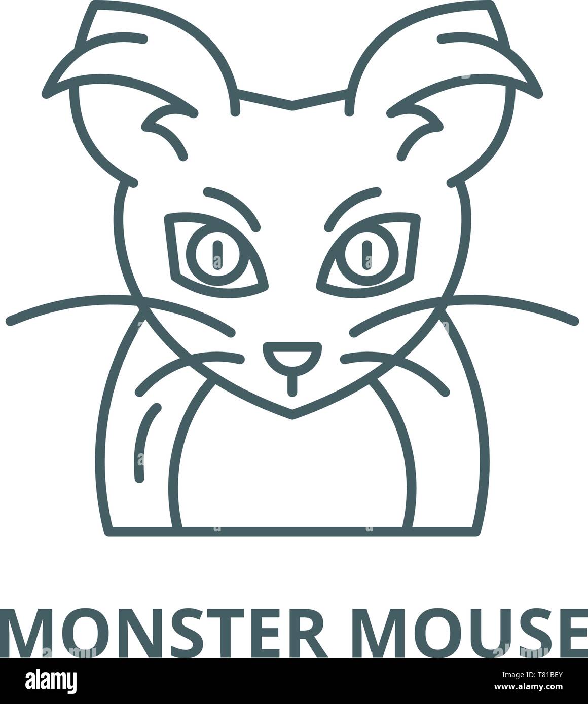 Monster mouse vector line icon, linear concept, outline sign, symbol ...
