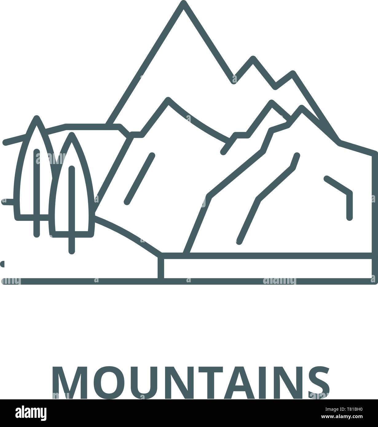 Mountains vector line icon, linear concept, outline sign, symbol Stock ...