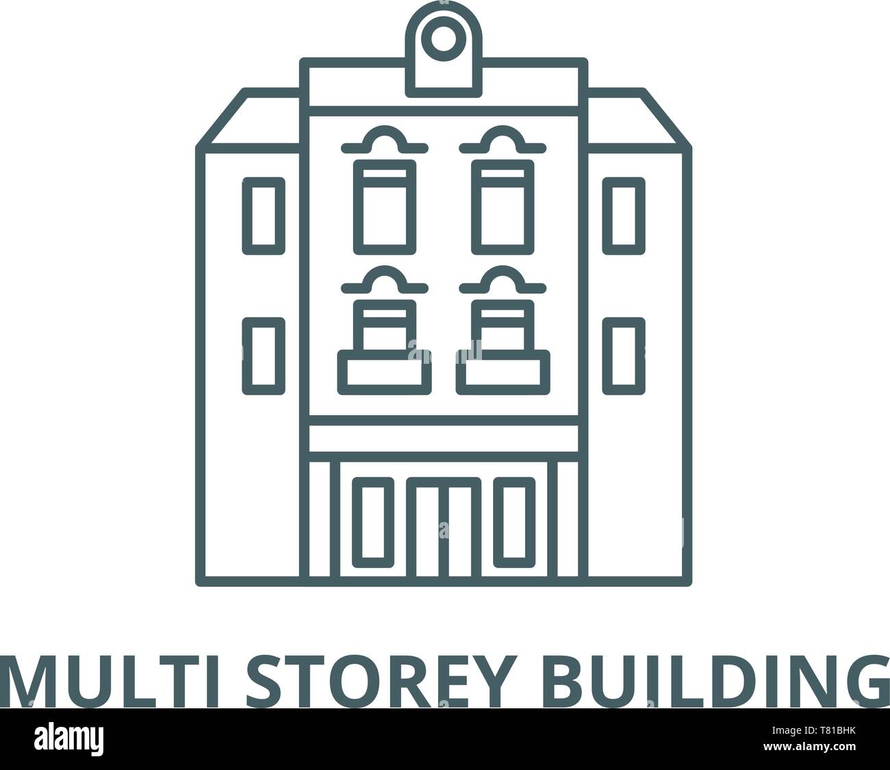 Multi storey building vector line icon, linear concept, outline sign ...