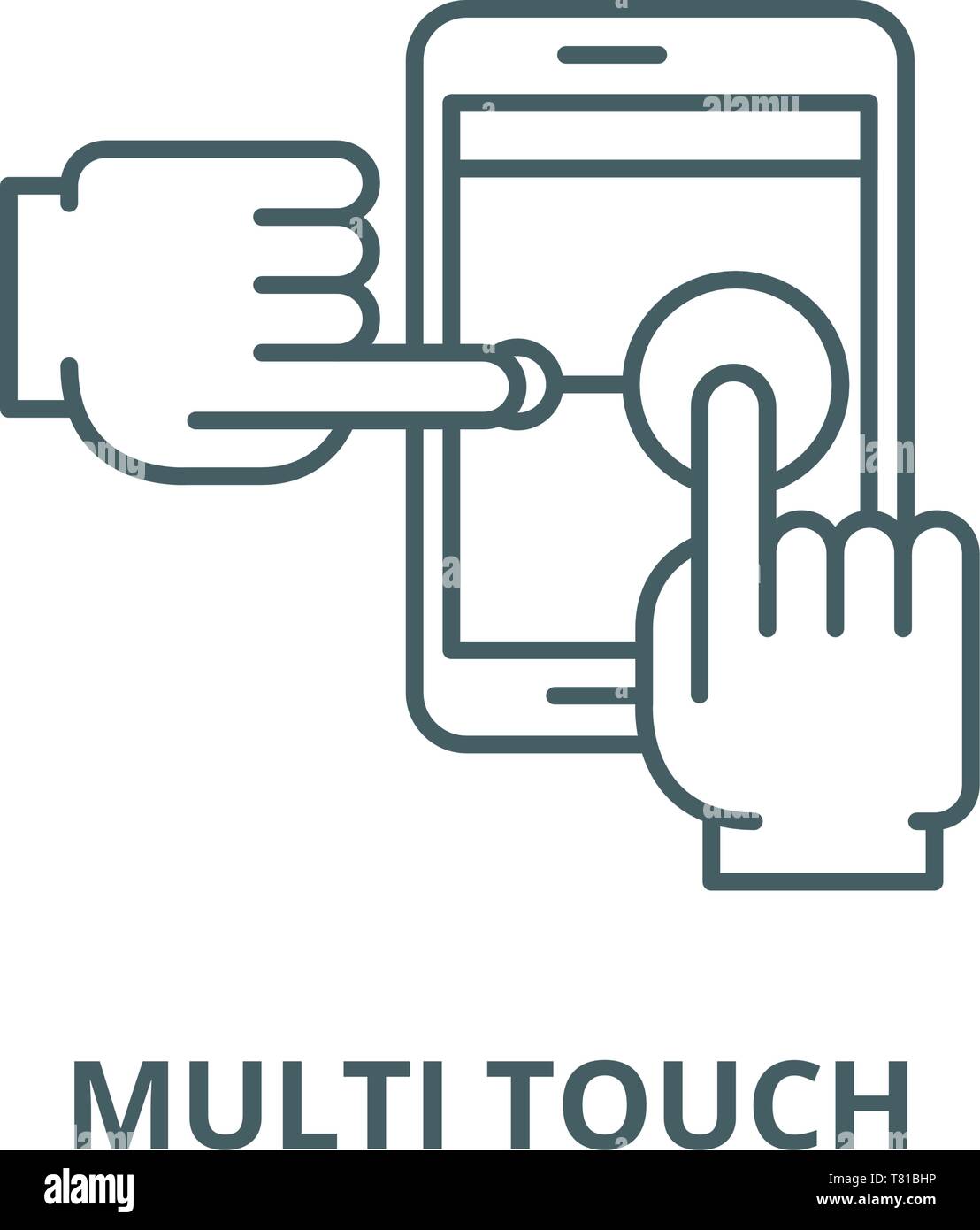 Multi touch vector line icon, linear concept, outline sign, symbol ...