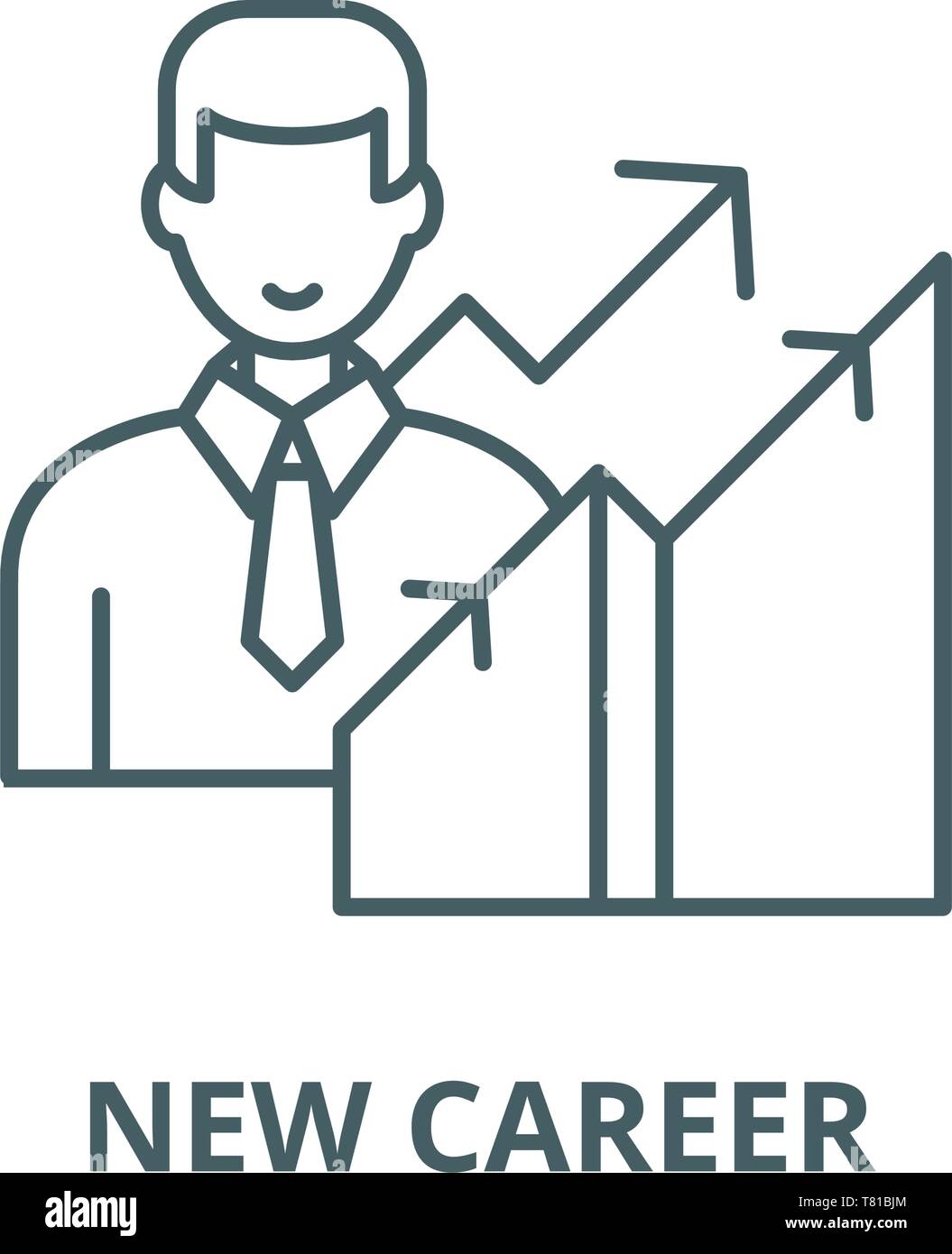 New career vector line icon, linear concept, outline sign, symbol Stock ...