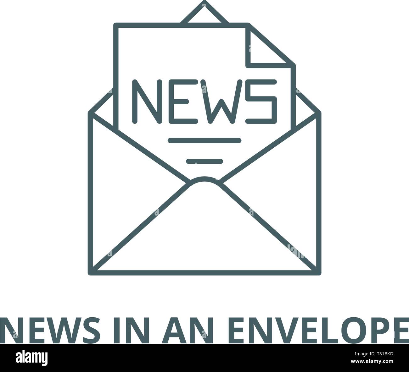 News in an envelope vector line icon, linear concept, outline sign ...