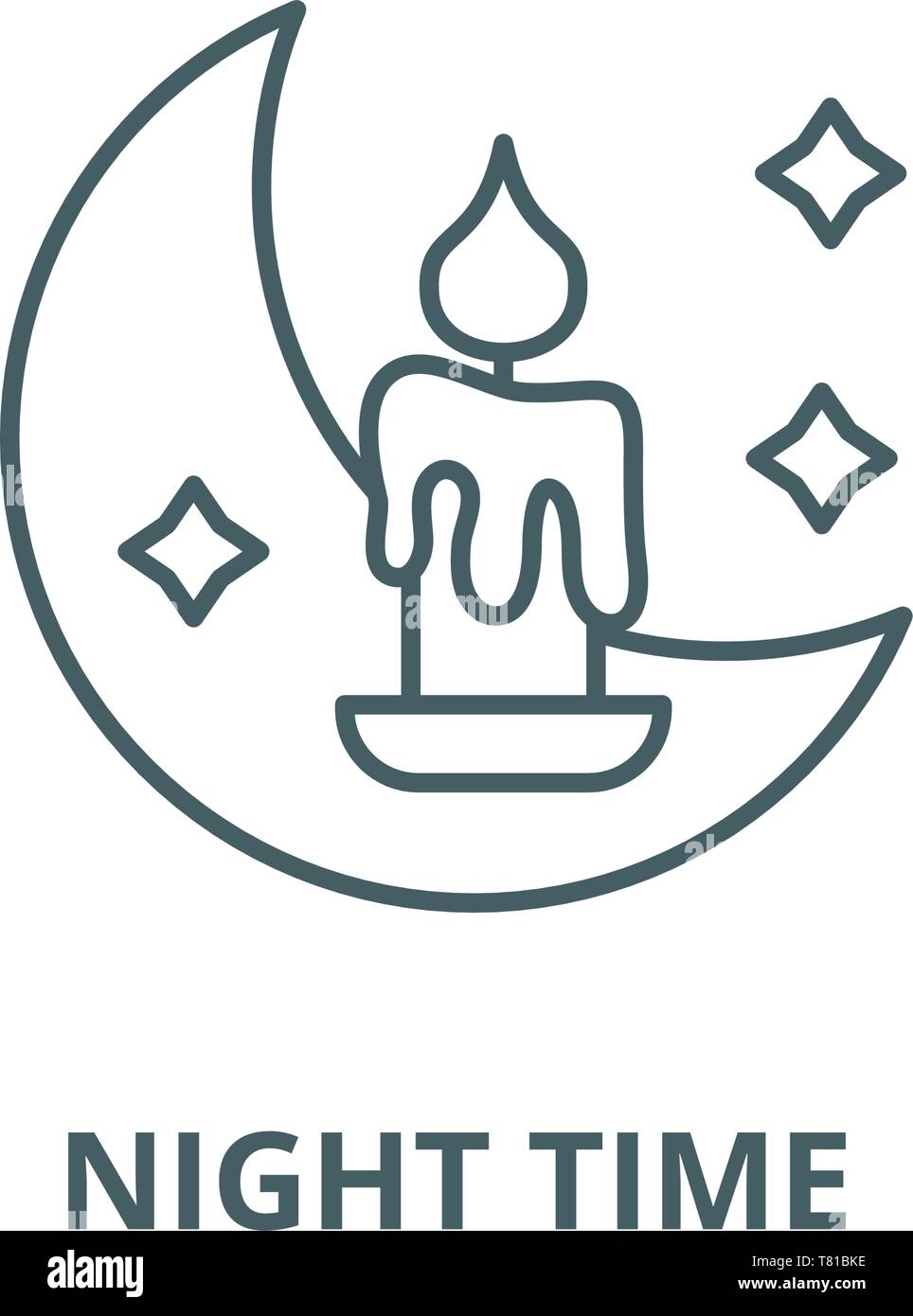 Night time vector line icon, linear concept, outline sign, symbol Stock ...