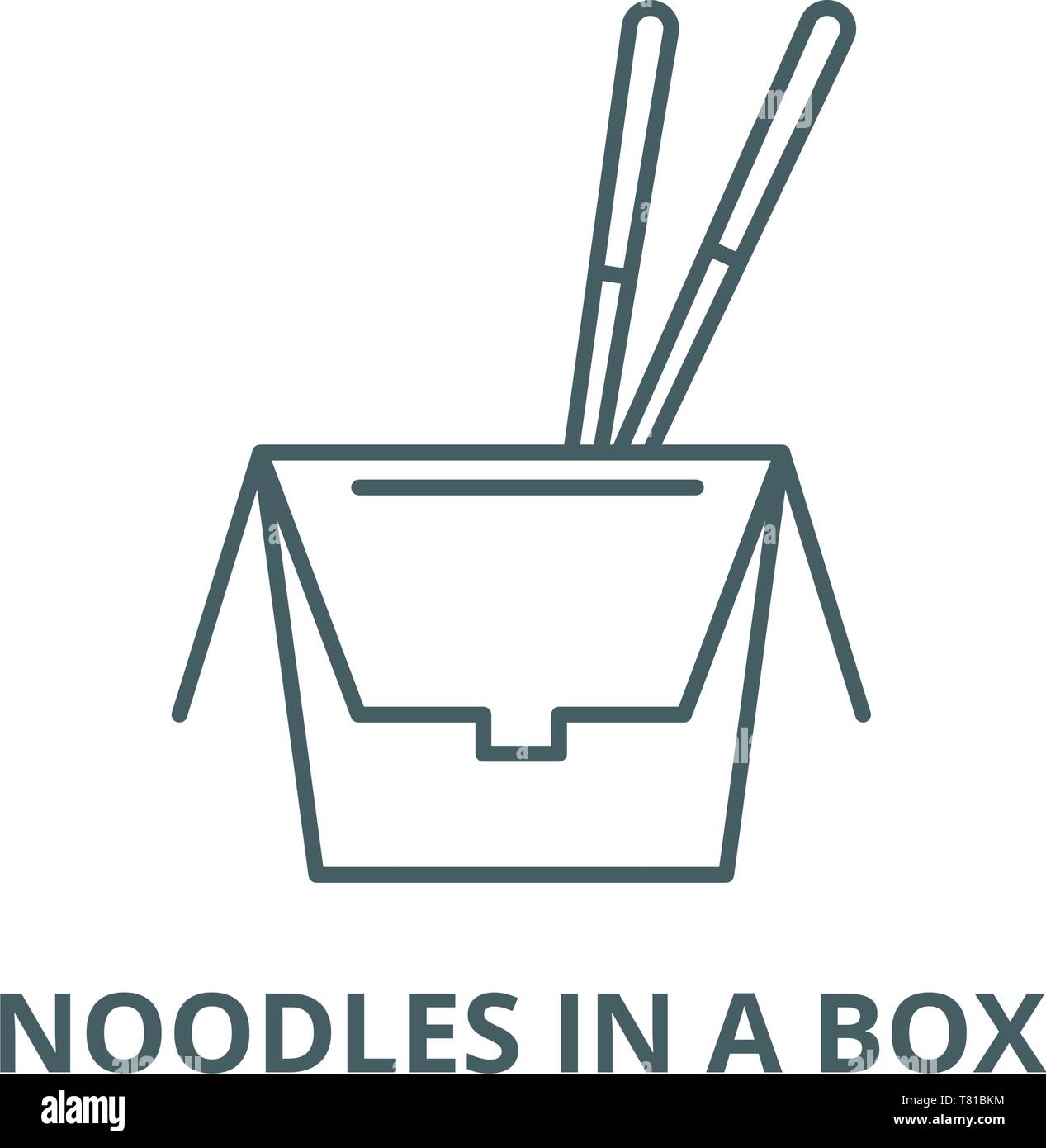 Noodles in a box vector line icon, linear concept, outline sign, symbol ...