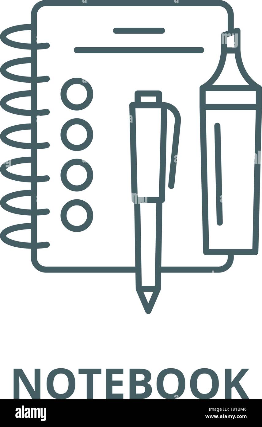 Notebook vector line icon, linear concept, outline sign, symbol Stock ...