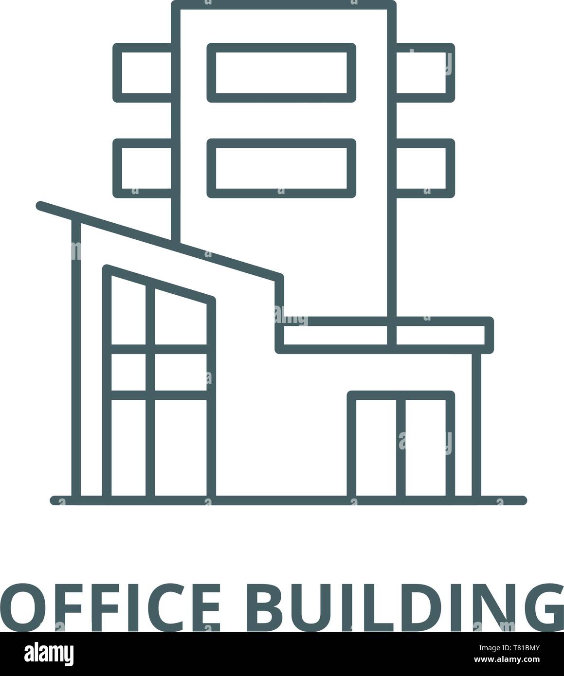 Office building vector line icon, linear concept, outline sign, symbol ...