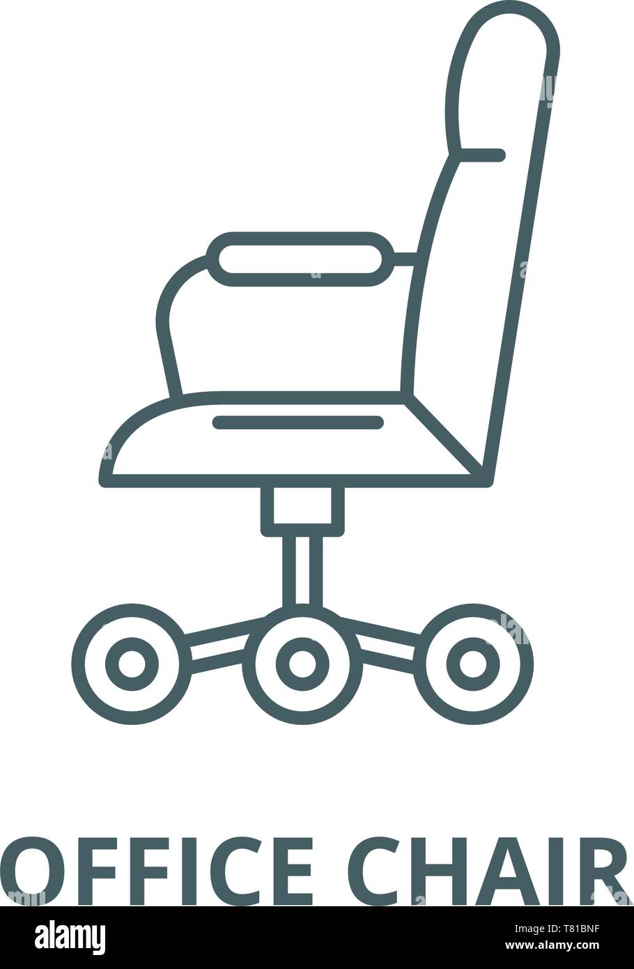 Office chair from the side vector line icon, linear concept, outline ...