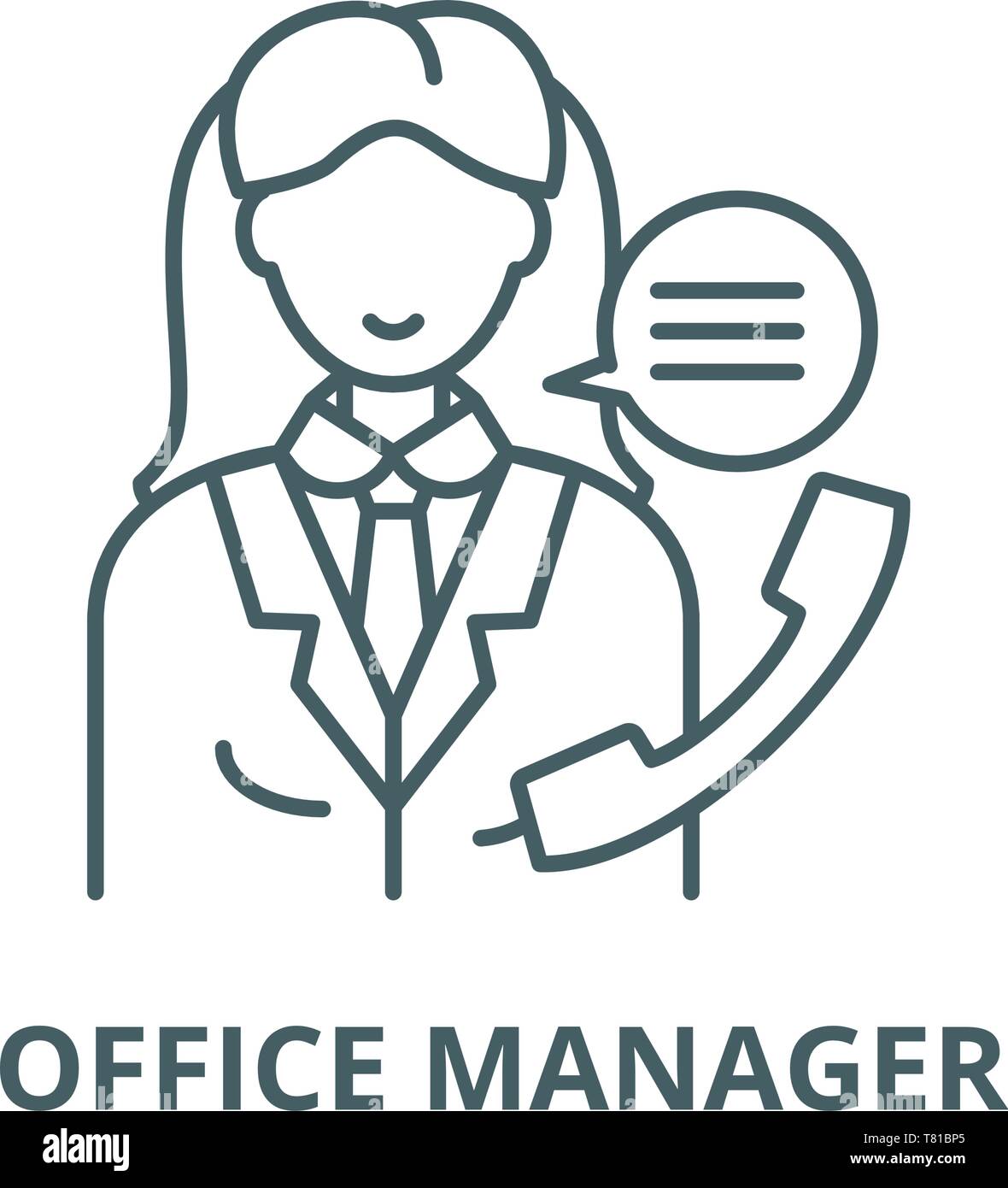 Office manager vector line icon, linear concept, outline sign, symbol ...