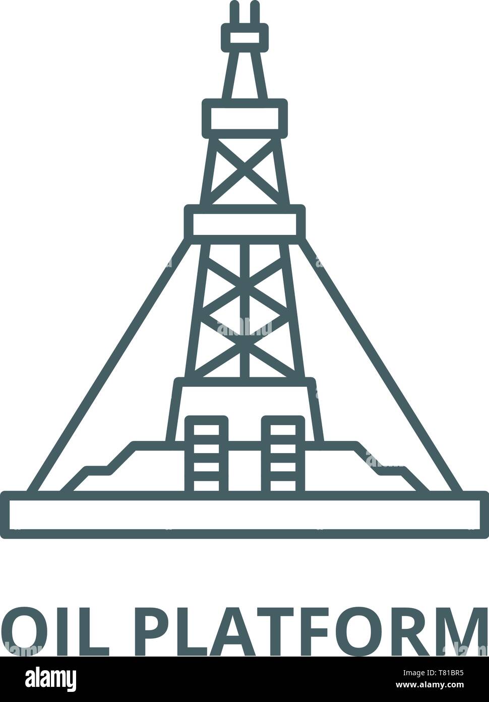 Oil production platform vector line icon, linear concept, outline sign ...