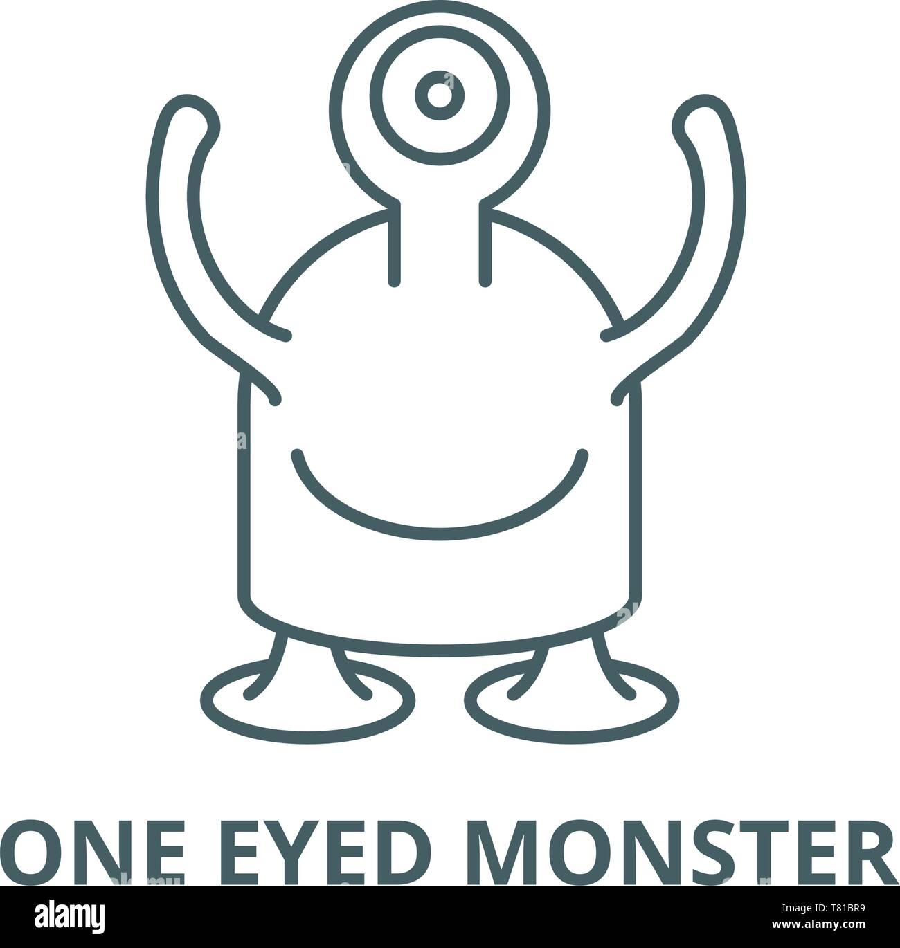 One eyed monster vector line icon, linear concept, outline sign, symbol ...
