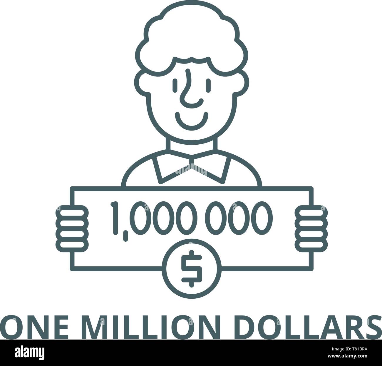 One million dollars vector line icon, linear concept, outline sign ...