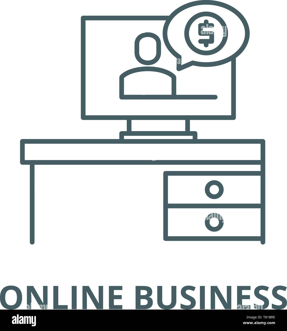 Online business vector line icon, linear concept, outline sign, symbol ...