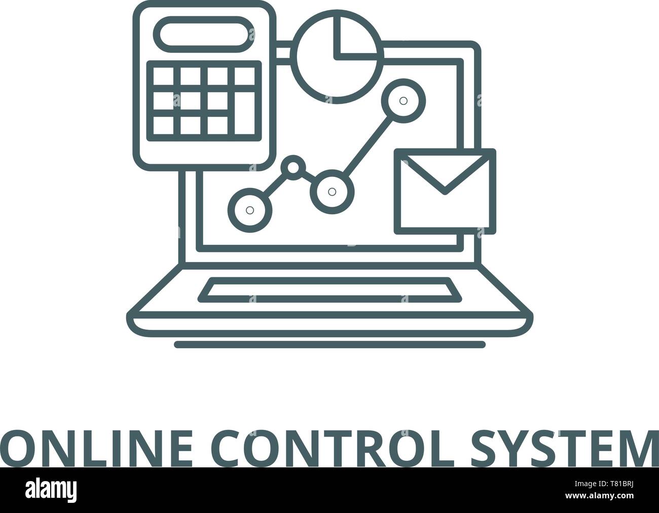 Online control system vector line icon, linear concept, outline sign ...
