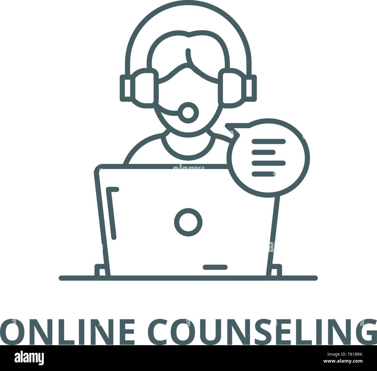 Online counseling vector line icon, linear concept, outline sign ...