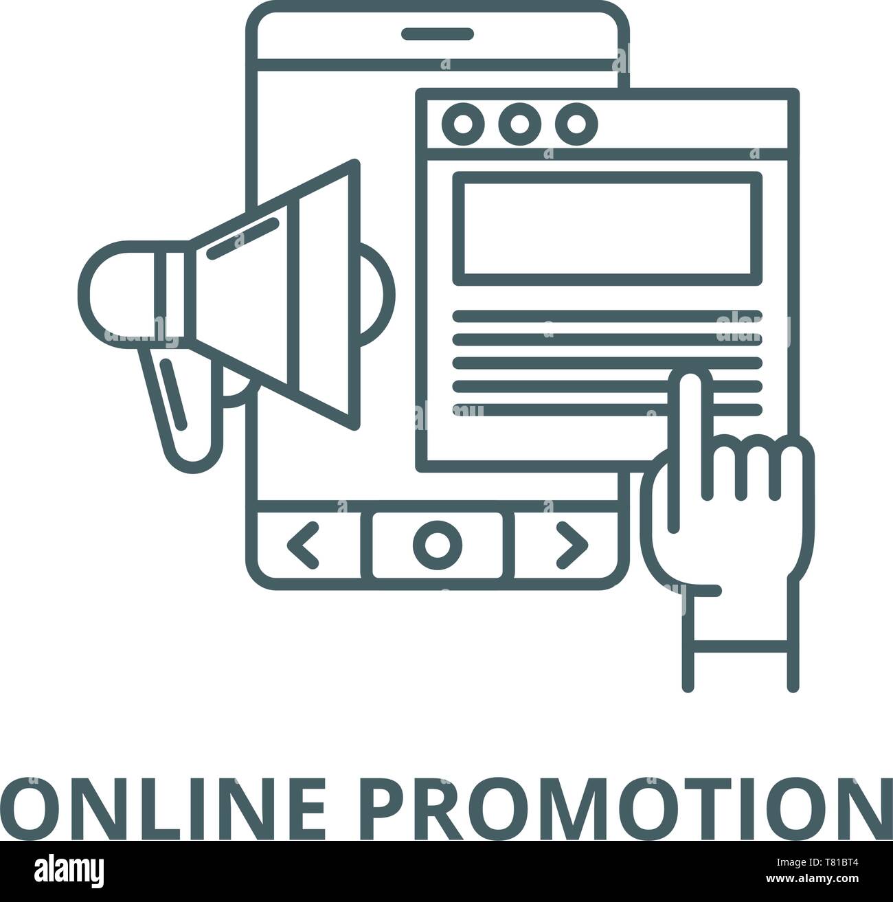 Online promotion vector line icon, linear concept, outline sign, symbol ...