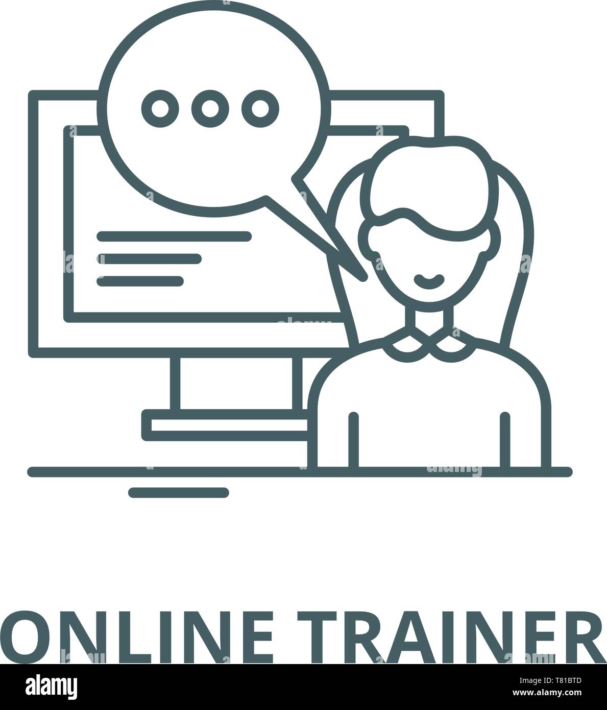 Online trainer vector line icon, linear concept, outline sign, symbol ...