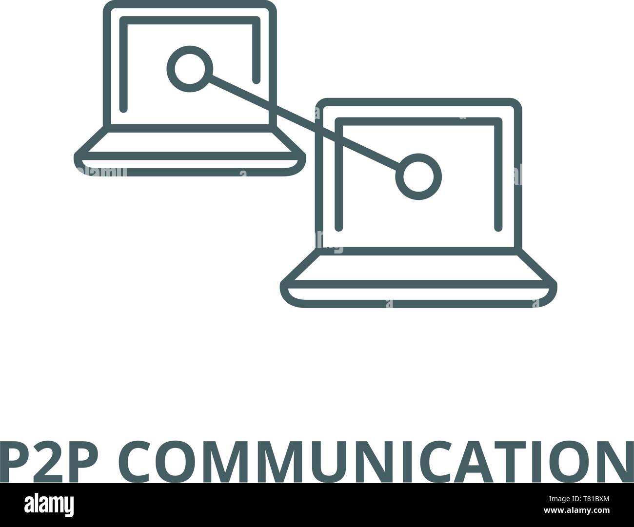 P2p communication vector line icon, linear concept, outline sign ...