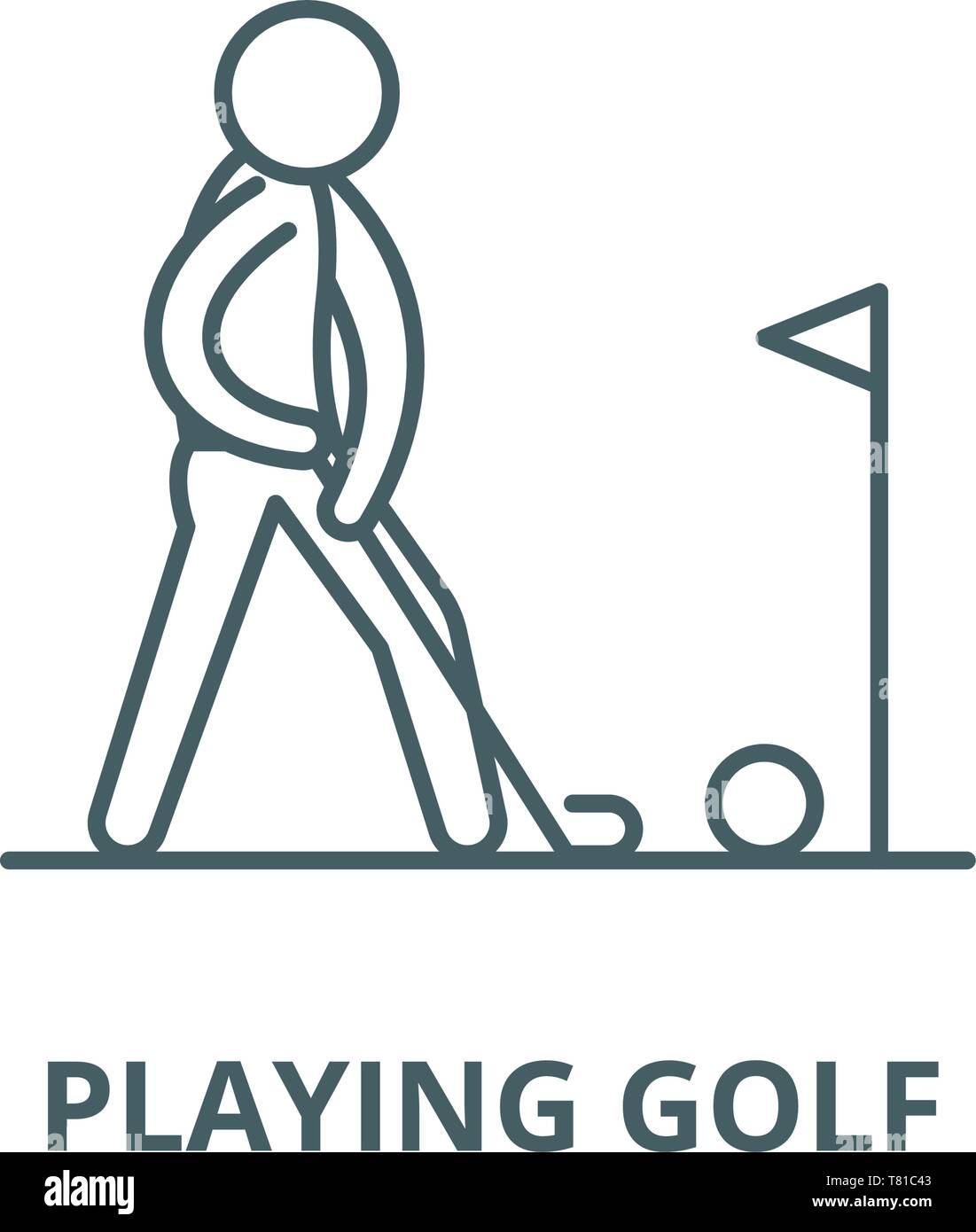 Playing golf vector line icon, linear concept, outline sign, symbol ...
