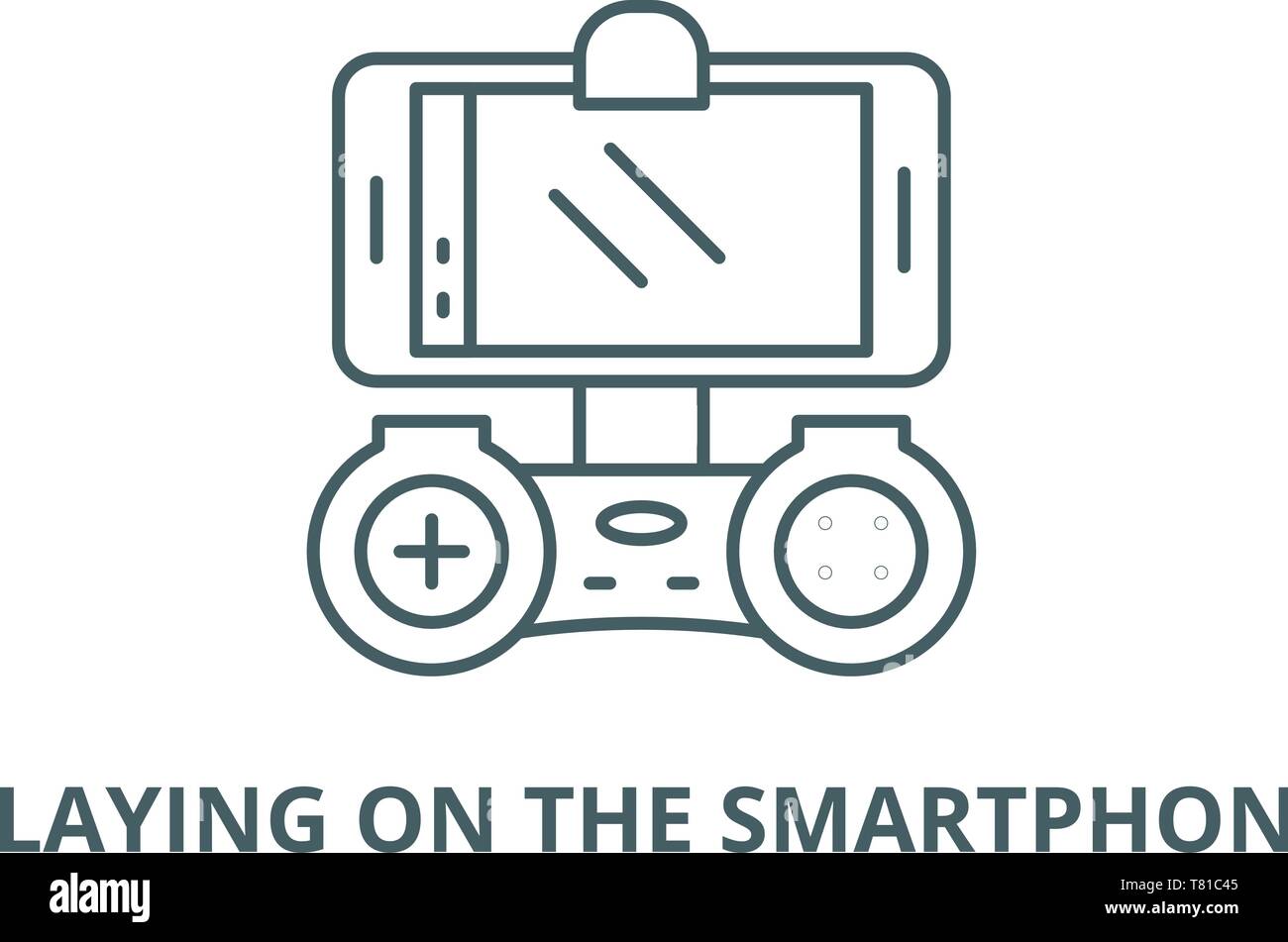 Playing on the smartphone vector line icon, linear concept, outline ...