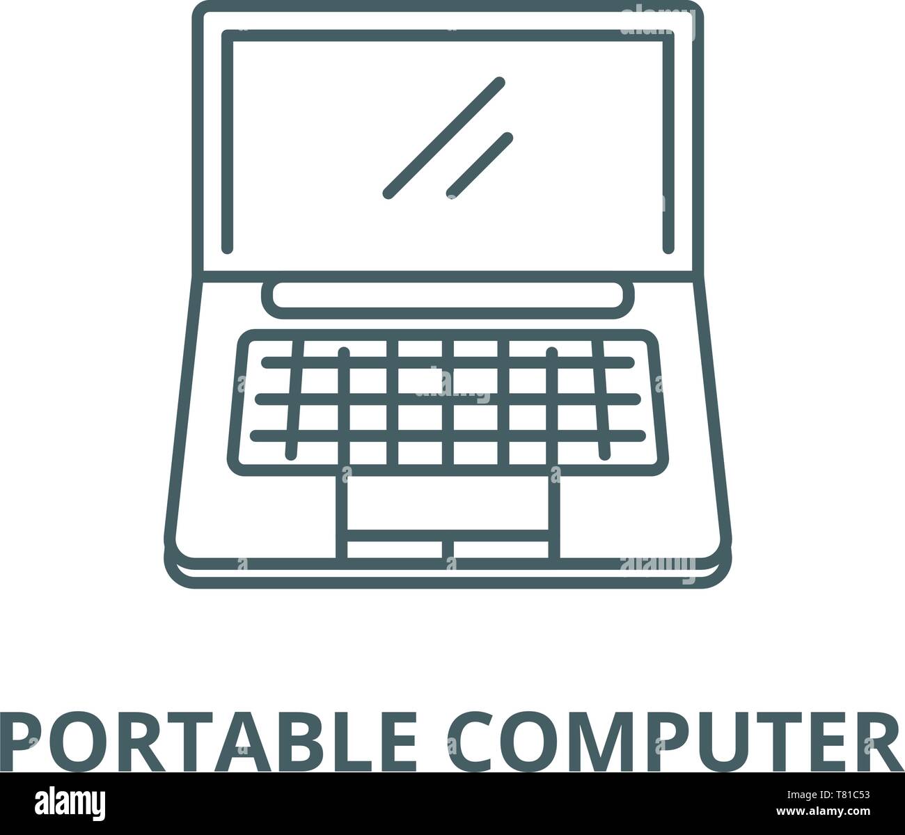 Portable computer vector line icon, linear concept, outline sign ...