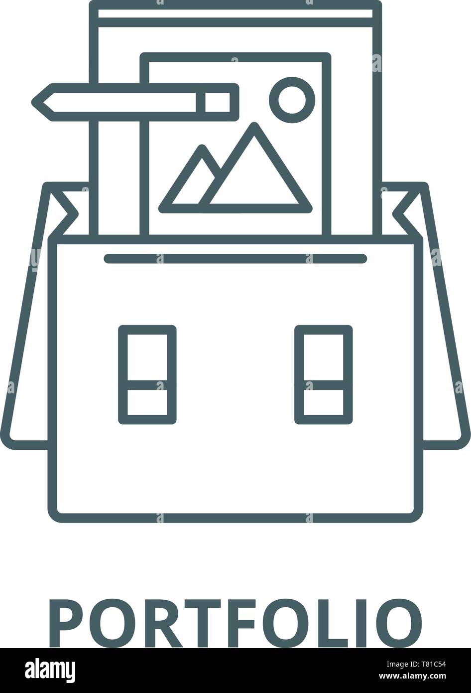 Portfolio vector line icon, linear concept, outline sign, symbol Stock ...