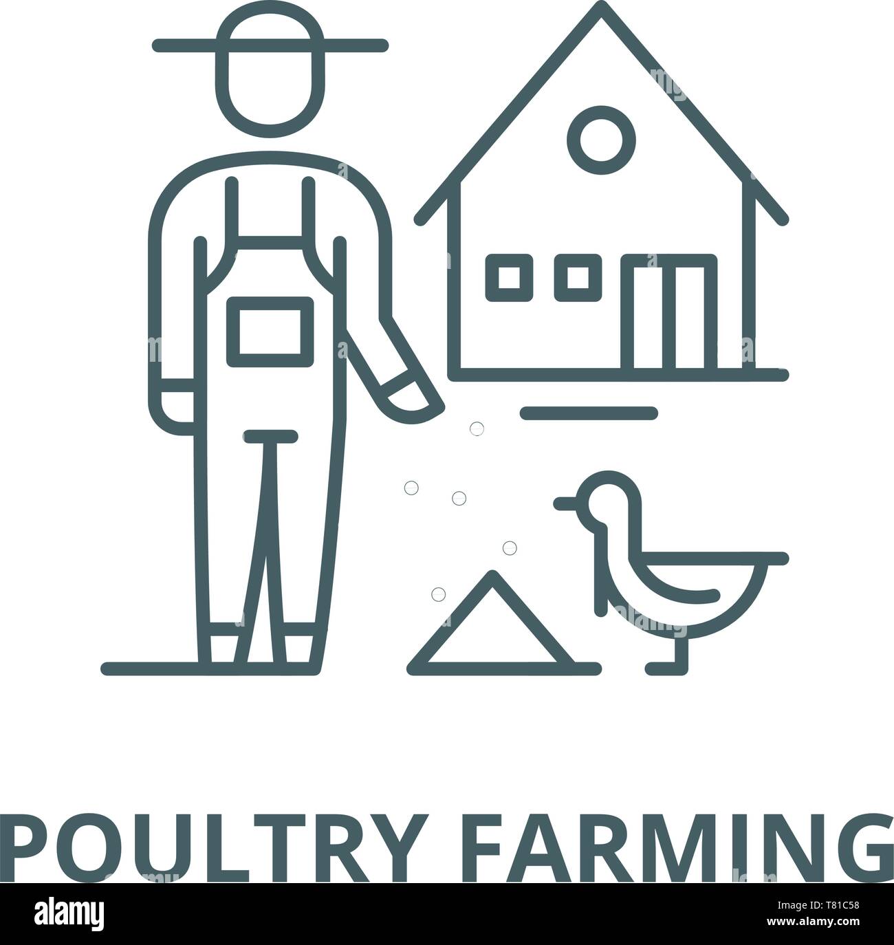 Poultry farming vector line icon, linear concept, outline sign, symbol ...