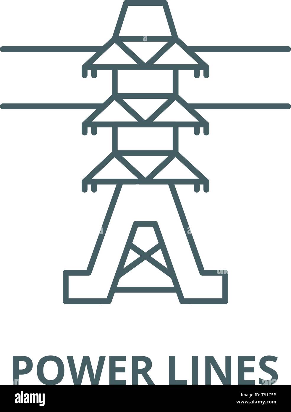 Power lines vector line icon, linear concept, outline sign, symbol ...