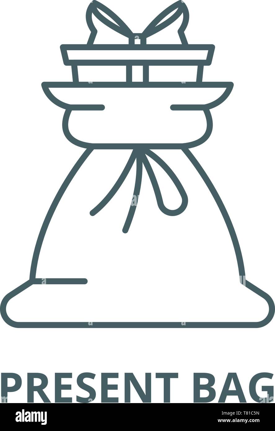 Present bag vector line icon, linear concept, outline sign, symbol ...