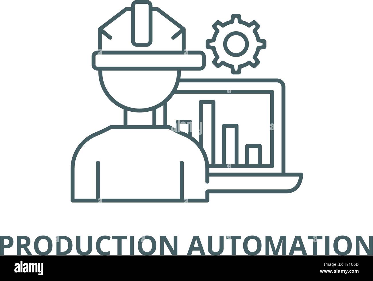Production automation vector line icon, linear concept, outline sign ...
