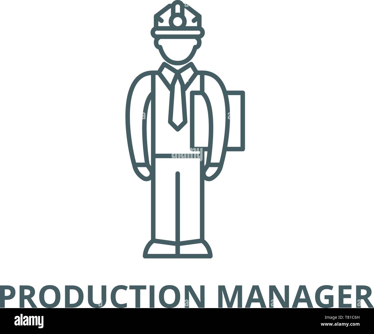 Production manager vector line icon, linear concept, outline sign ...