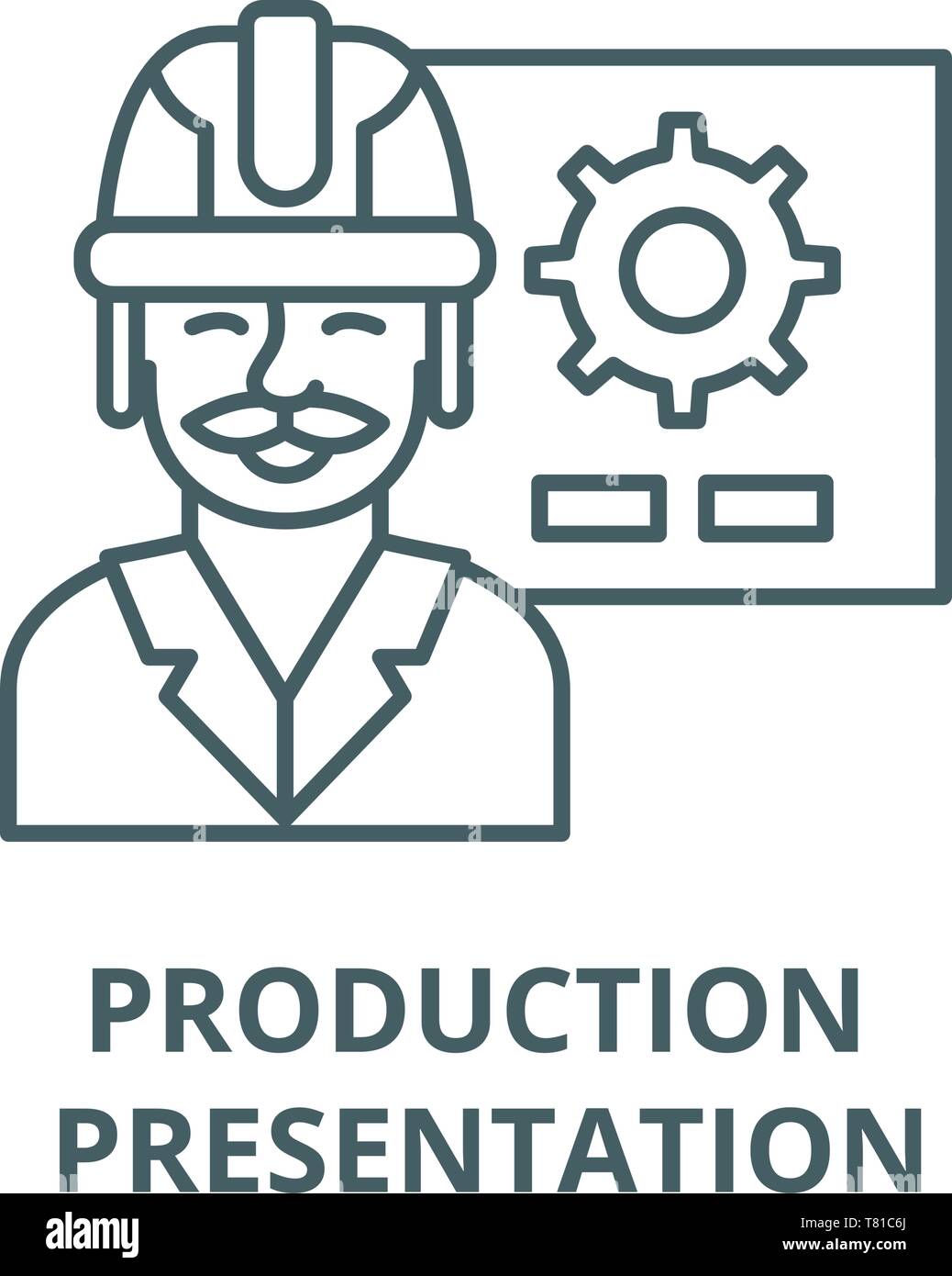 Production presentation vector line icon, linear concept, outline sign ...