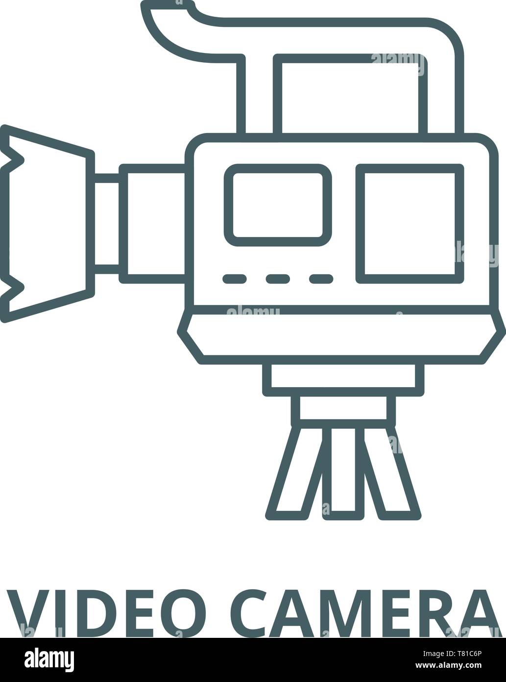 Professional video camera vector line icon, linear concept, outline ...