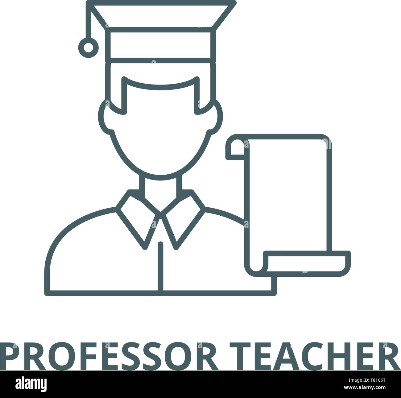 Professor teacher vector line icon, linear concept, outline sign ...