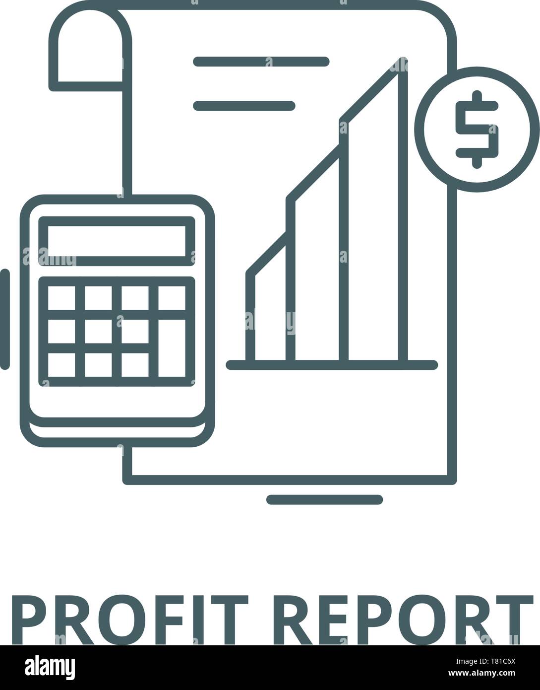 Profit report vector line icon, linear concept, outline sign, symbol ...