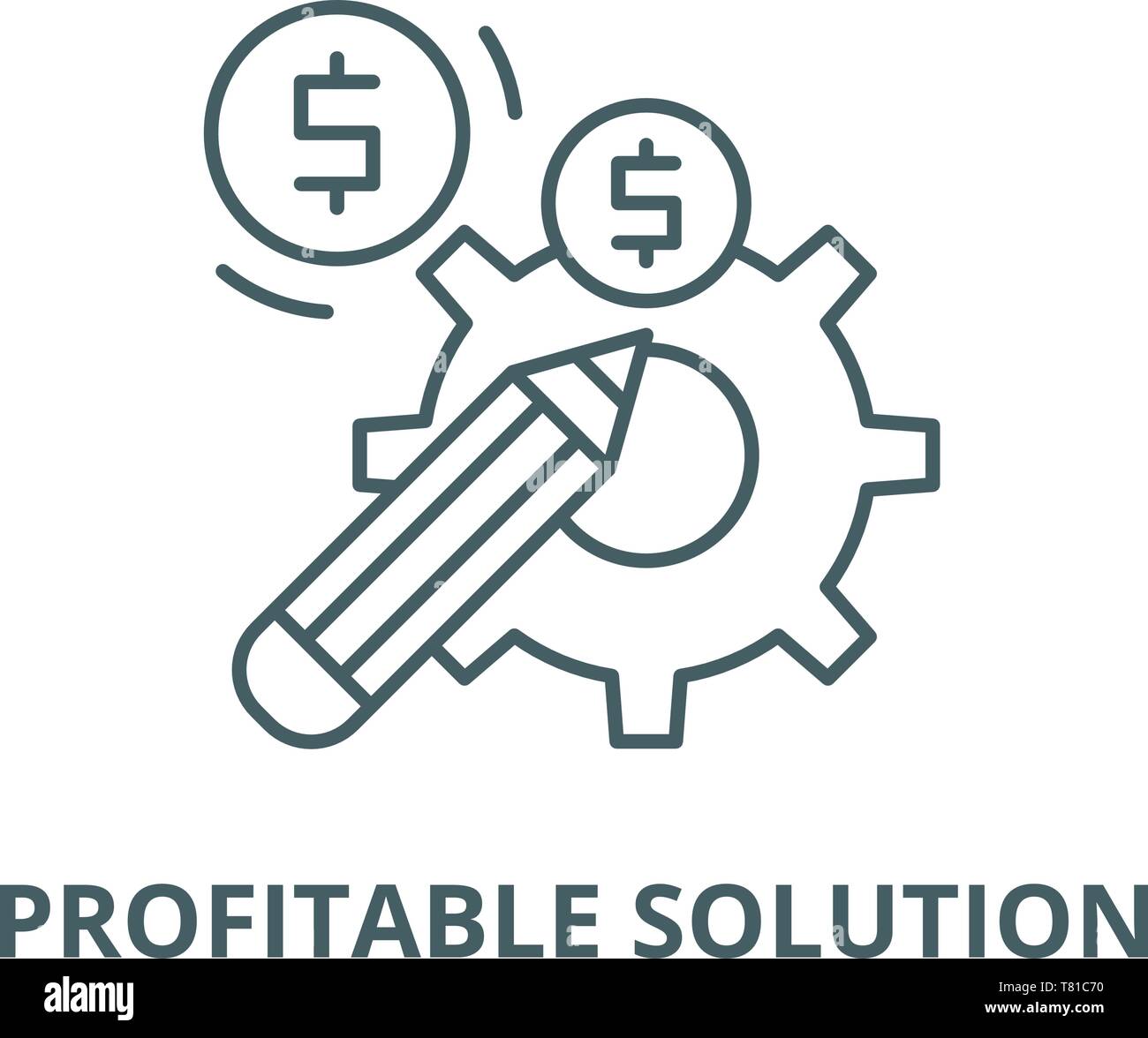 Profitable solution vector line icon, linear concept, outline sign ...